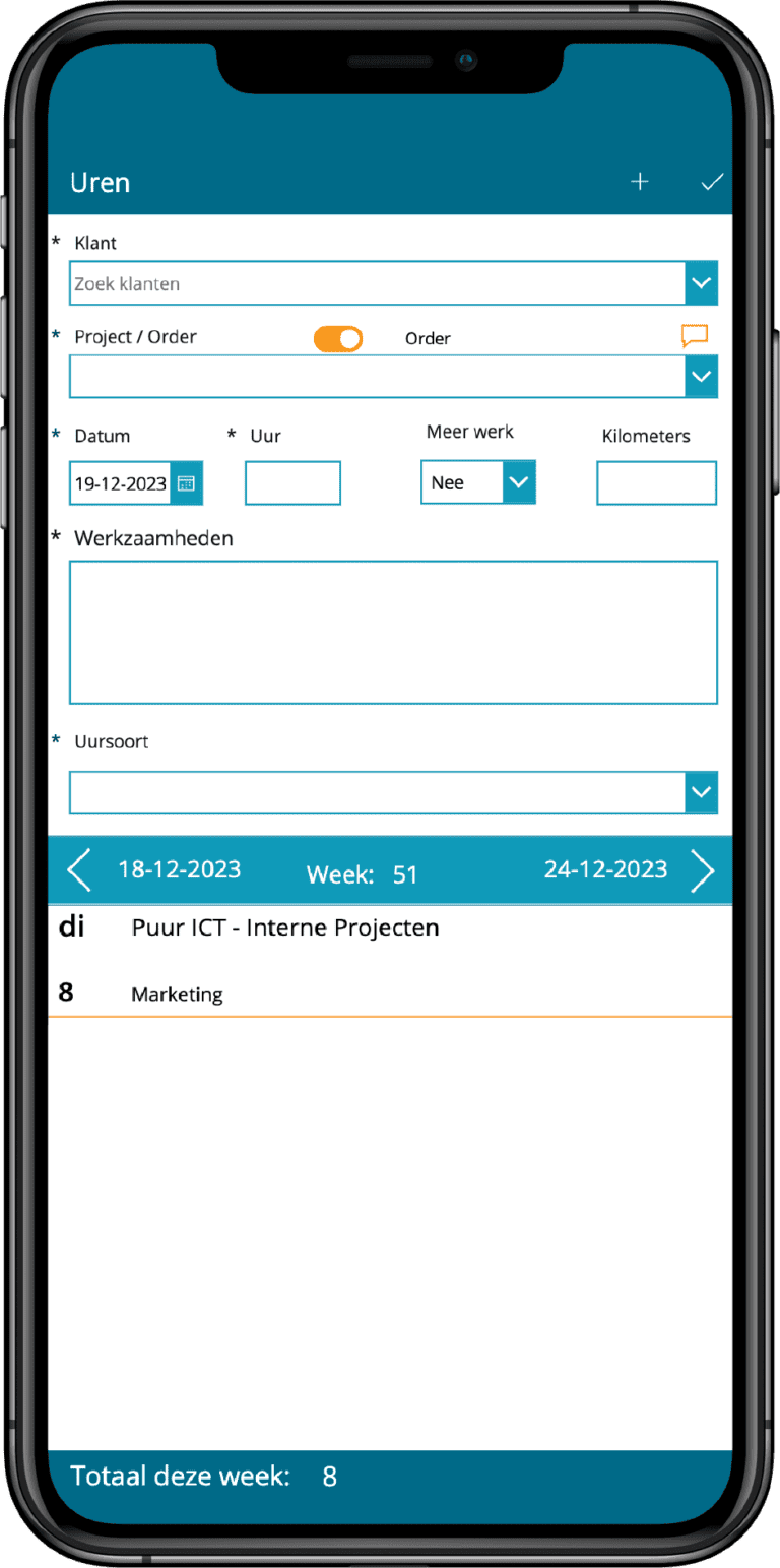 Uren registratie app - Teams Apps